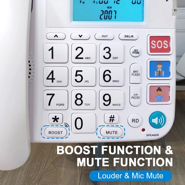 HOME CORDED PHONE LCD Display Ringtone Volume Adjustment Big Button Landline Hot £33.24 ...
