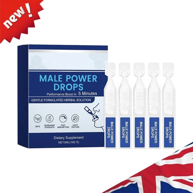 MALE POWER DROPS Performance Boost in 5 Minutes Enhance Endurance 5pcs ...
