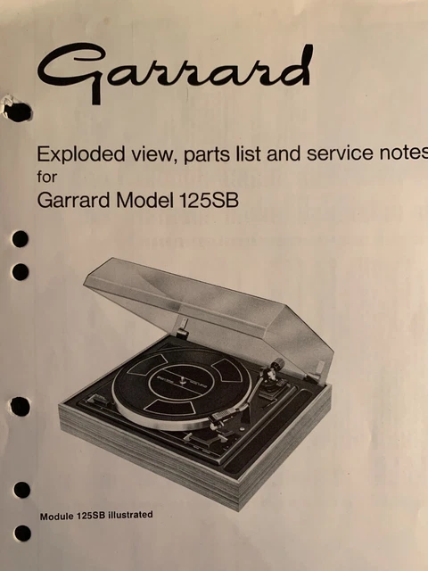 GARRARD MODEL 125SB Turntable ORIGINAL Exploded View - Parts & Service ...