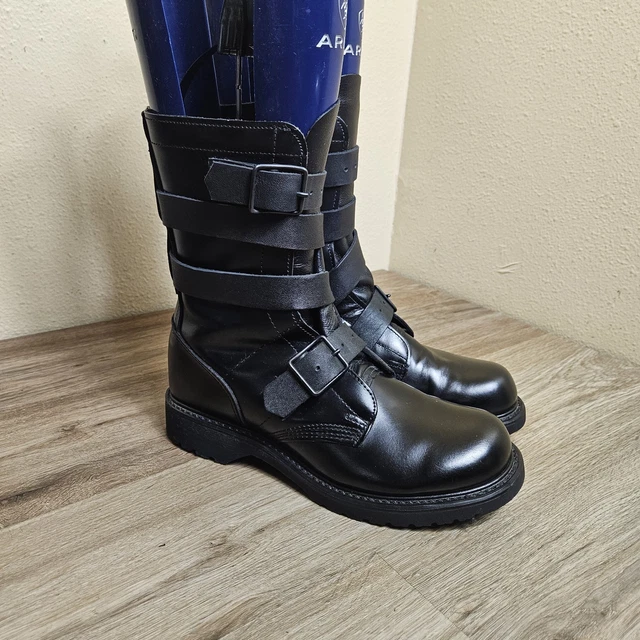 VINTAGE HH DOUBLE H Military Combat Tanker Boots Black Upper Leather ...