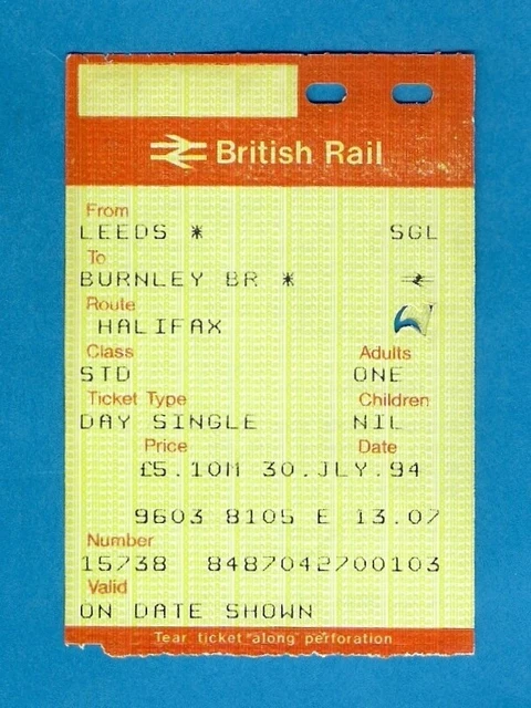 BRITISH RAIL PORTIS Ticket - BR(E) Single - Leeds to Burnley via ...