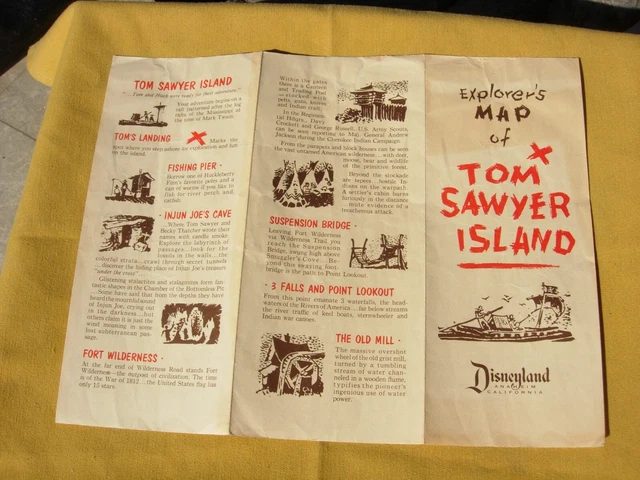 VINTAGE TOM SAWYER Island Map Disneyland Theme Park Souvenir Brochure £ ...