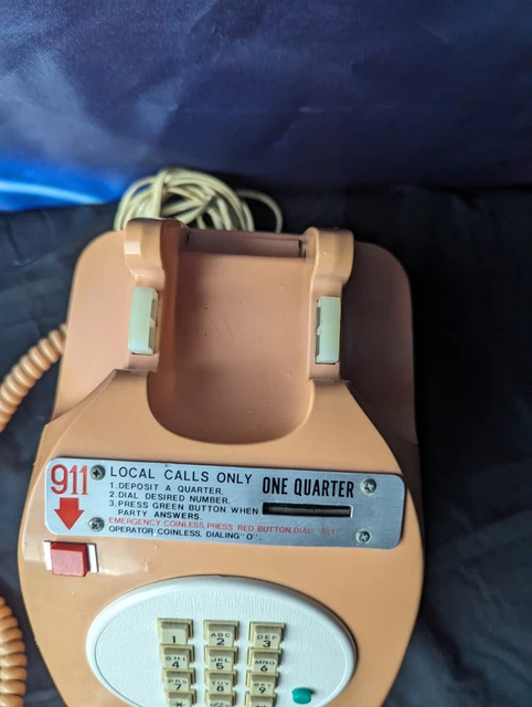 LARGE VINTAGE COIN Operated Hotel Motel Telephone Rare Peach Model TY ...