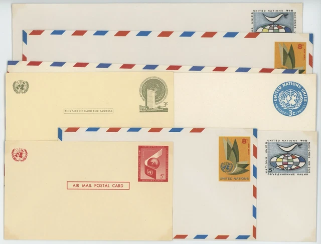 UNITED NATIONS STATIONARY Postcards & Envelopes 1953 to 1963 Lot of 8 ...