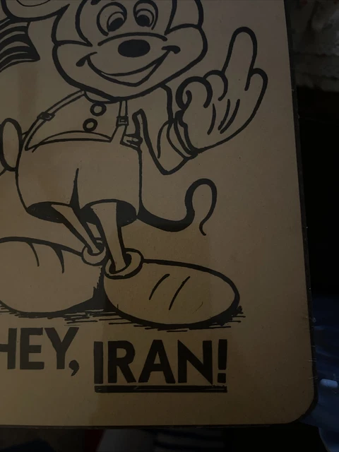 MICKEY MOUSE GIVING The Finger says HEY IRAN! 1980's Bird 70’s Wooden ...