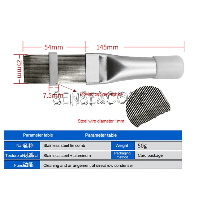 AIR CONDITIONER FIN Cleaning Comb Stainless Steel Fin Straightener ...