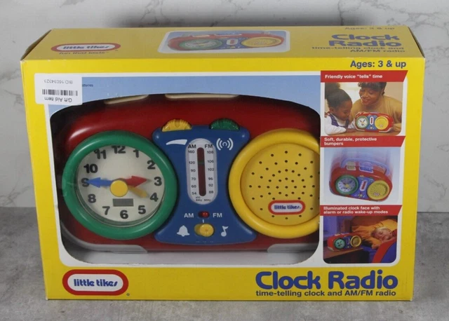 VINTAGE LITTLE TIKES Retro AM FM Radio Alarm Clock Red Yellow Green ...