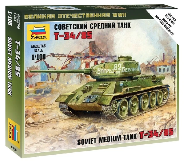 SOVIET RÉSERVOIR T-34/85 1:100 Plastique Model Kit Zvezda EUR 14,68 ...