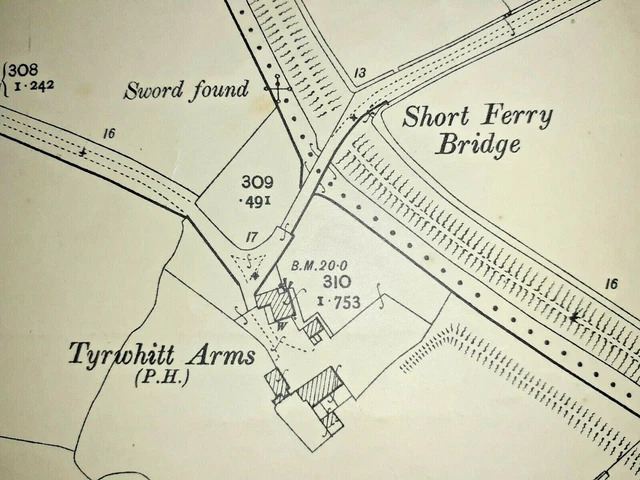 OLD ANTIQUE ORDNANCE Map 1906 Lincolnshire LXXI.8 Fiskerton Bardney ...