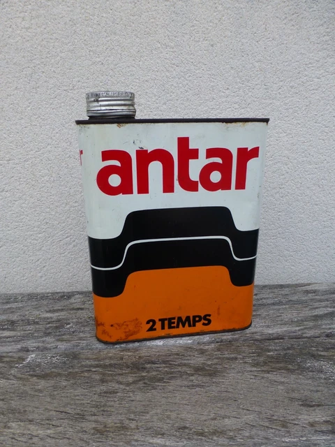 ANCIEN BIDON ANTAR 2 TEMPS HUILE MOTEUR OIL CAN DECO GARAGE AUTOMOBILIA ...
