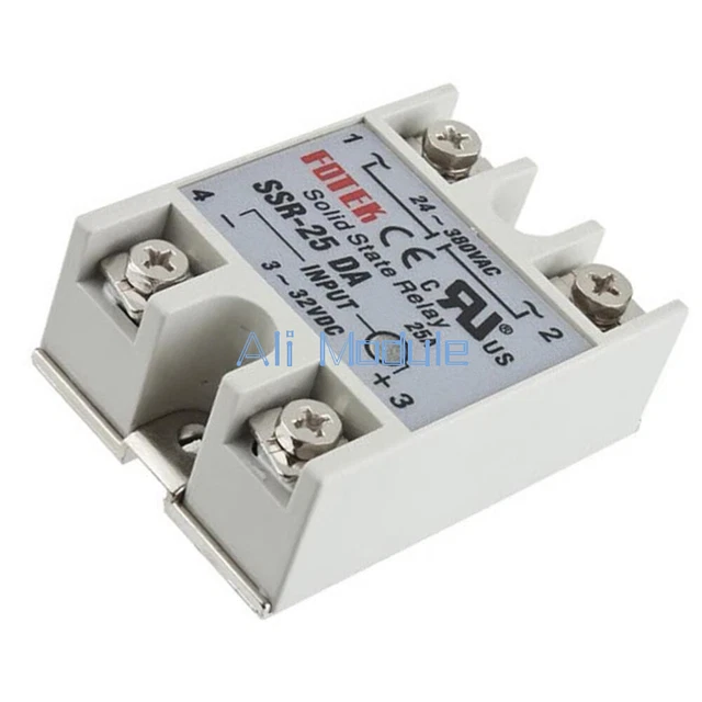 OUTPUT 24V-380V 25A SSR-25 DA Solid State Relay For PID Temperature ...
