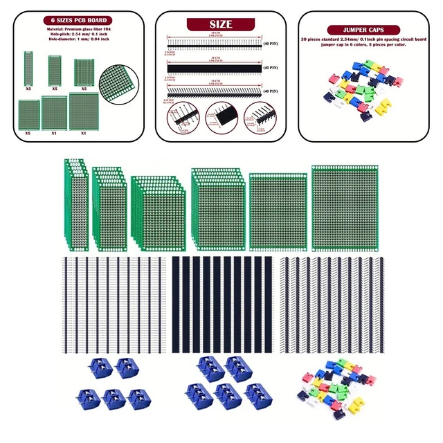POUR ARDUINO PROJECTS Double Face PCB Carte En-tête Connecteur Kit ...