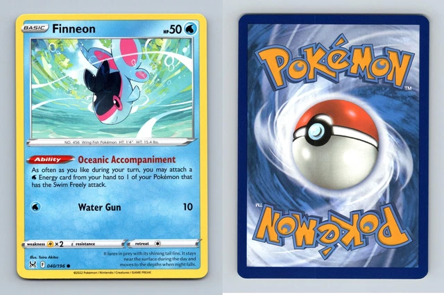 POKEMON KARTE FINNEON 40/196 SWSH11 Verlorener Ursprung 2022 Neu ️ £0. ...