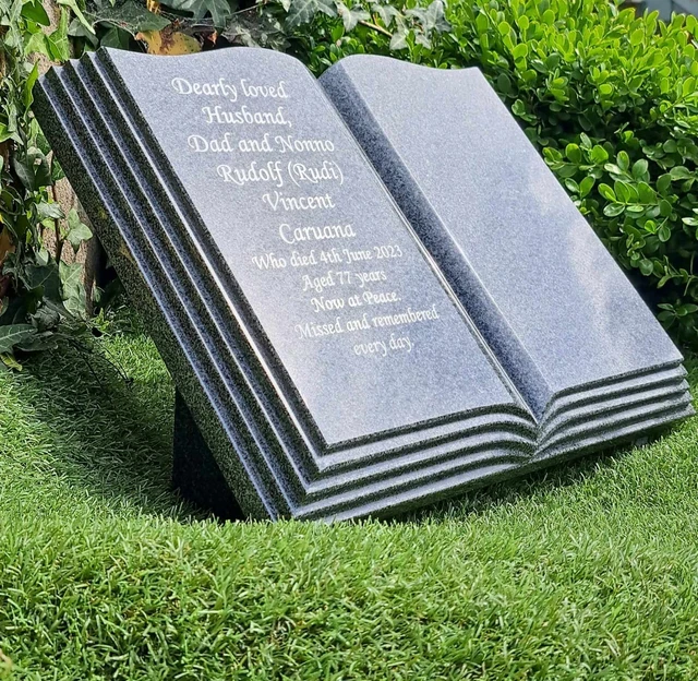 PERSONALISED GRANITE OPEN Book Bible Memorial Grave Plaque Cemetery Headstone £250.00 - PicClick UK