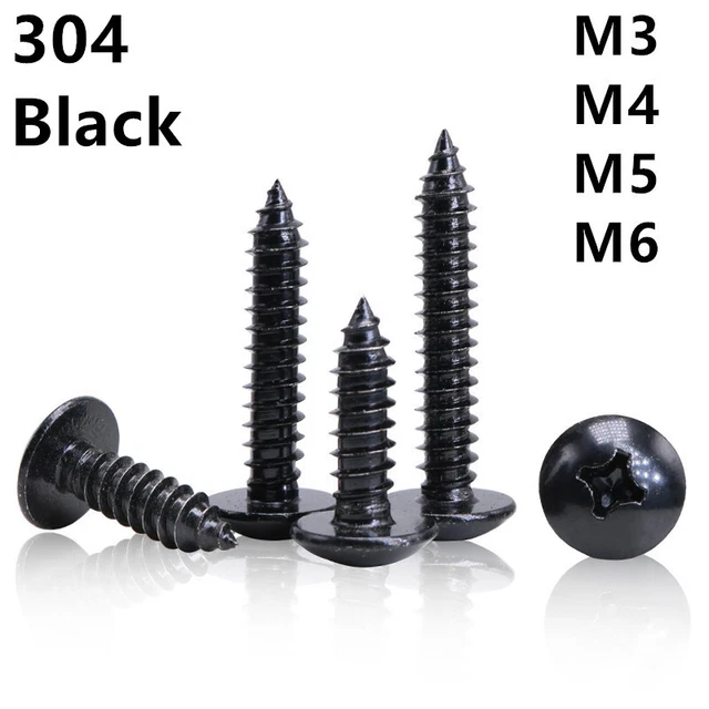 BLACK 304 STAINLESS Steel Phillips Cross Truss Head Self Tapping Screw $11.83 - PicClick AU