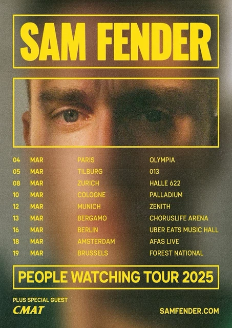 SAM FENDER EUROPE People Watching Tour 2025 Venues A4 Print Poster Wall ...