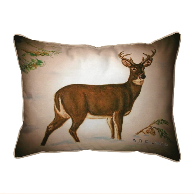 BETSY DRAKE BUCK Deer Script Extra Large 20 X 24 Indoor Outdoor Pillow ...