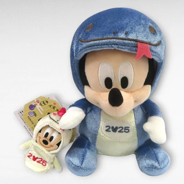 DISNEY MICKEY MOUSE Plush Toy Snake Zodiac 2025 with Mini Mouse Finger ...
