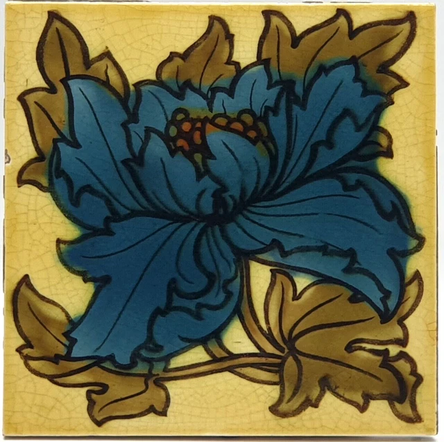 ART NOUVEAU FIREPLACE Tile Floral Design by Lea & Bolton C1900 £165.00 ...