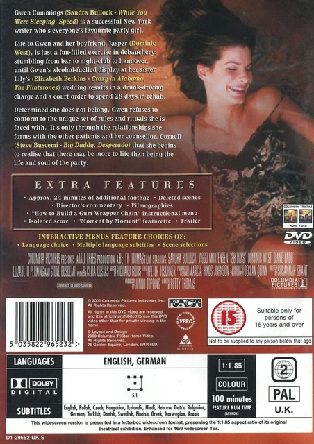 28 DAYS (2000) Widescreen DVD, Sandra Bullock, Viggo Mortensen, Dominic ...