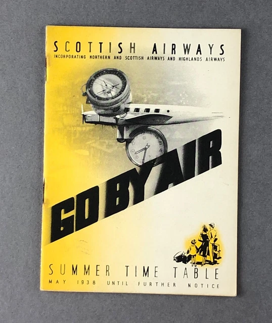 SCOTTISH AIRWAYS AIRLINE Timetable May 1938 Route Map £179.95 - PicClick UK
