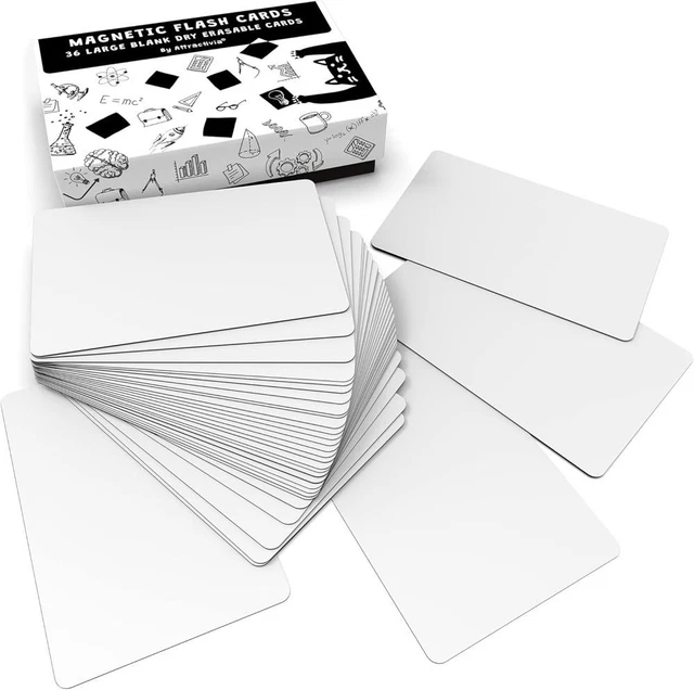 MAGNETIC CARDS - 36 Blank Large Dry Erase Whiteboard Magnets/Labels ...