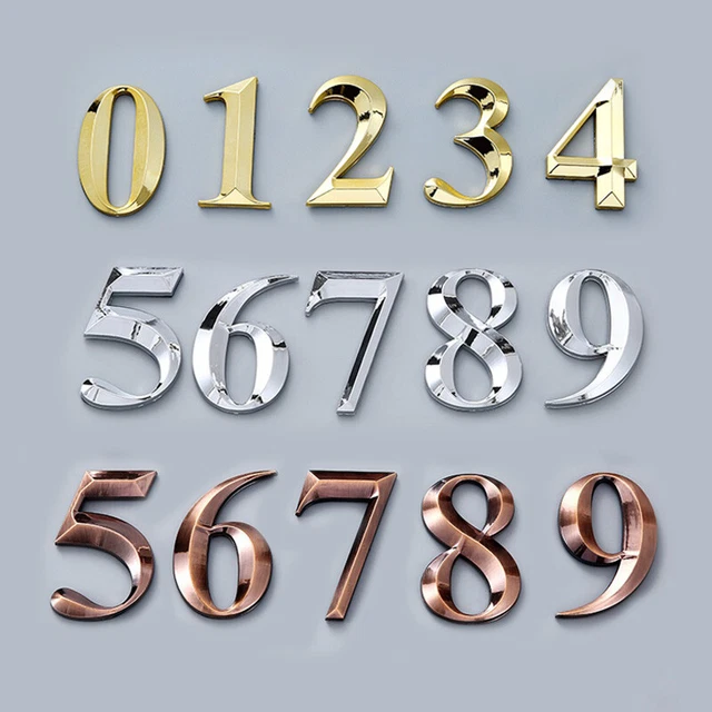 SELF-ADHESIVE 3D NUMBERS 0-9 Stickers Mailbox Door Metal Address ...