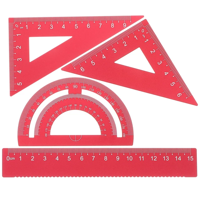 METAL GEOMETRY SET Math Ruler Triangle Protractor Angle Tool $6.54 ...