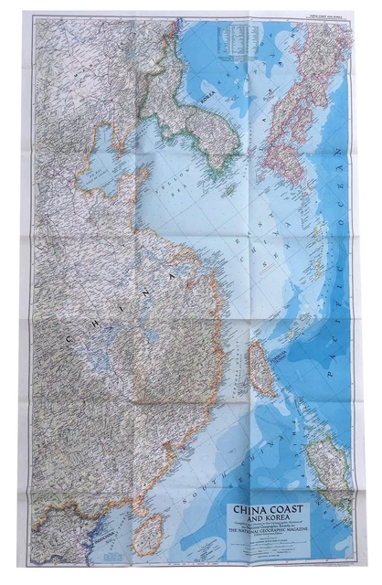 VINTAGE MAP OF China Coast and Korea - National Geographic- m66 $37.40 ...