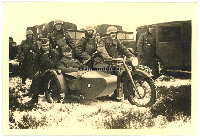 ORIG. FOTO FLAK.RGT.9 Kradmelder mit BMW Motorrad am Elberger Moor 1937 ...