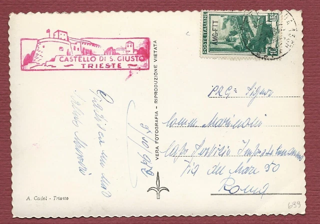 CARTOLINA STORIA POSTALE AMG-FTT Italia al Lavoro ISOLATO tariffa ...