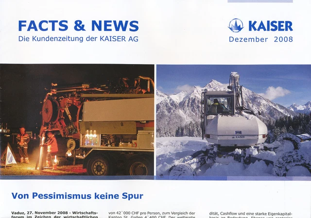 KAISER AG FACTS News 12/08 2008 Kundenzeitung Kaiser Bagger S3 S2 SX KSR22 EUR 10,95 - PicClick DE
