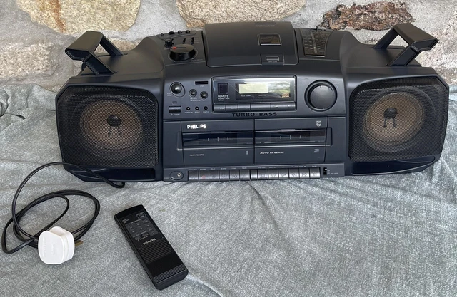 PHILIPS AZ8404/05 GHETTO Blaster Boombox CD Double Cassette Player ...