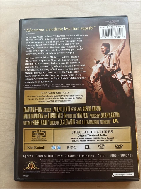 KHARTOUM (DVD, 2002) - Charlton Heston, Lawrence Olivier $8.00 ...