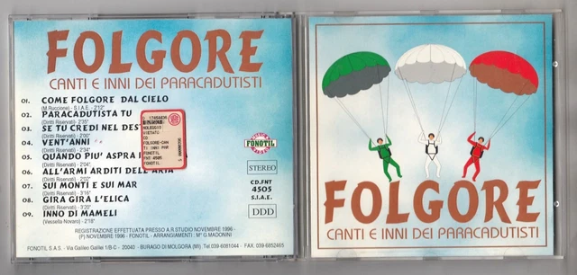 CD FOLGORE CANTI e inni dei paracadutisti - Fonotil 1996 OTTIMO ... CD FOLGORE CANTI e inni dei paracadutisti - Fonotil 1996 OTTIMO ...