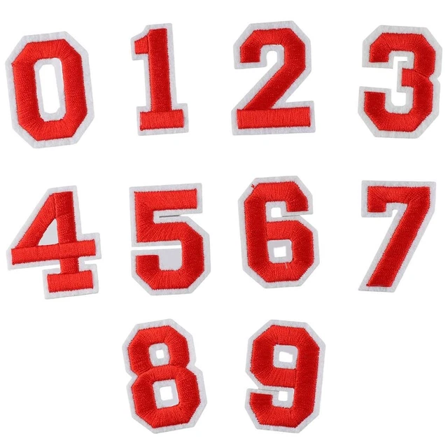 40PCS COTTON EMBROIDERED Patches Numebrs Red Number Patches All Age ...