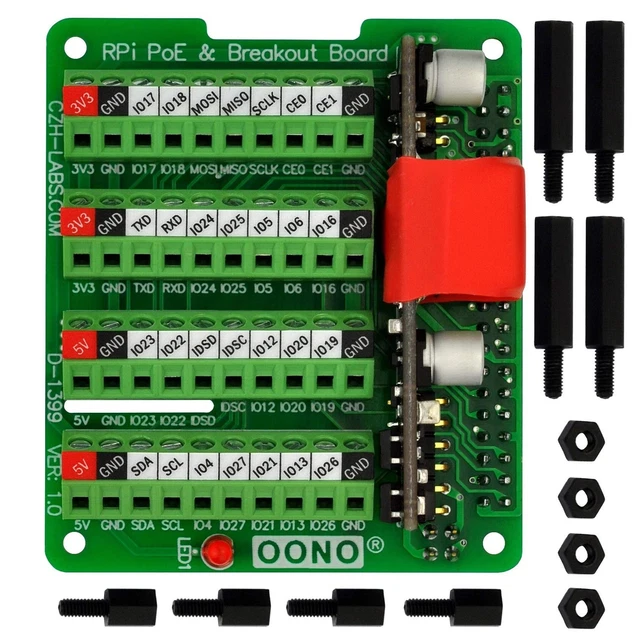 RPI POE & Terminal Block GPIO Breakout Board Module for Raspberry Pi 3B ...