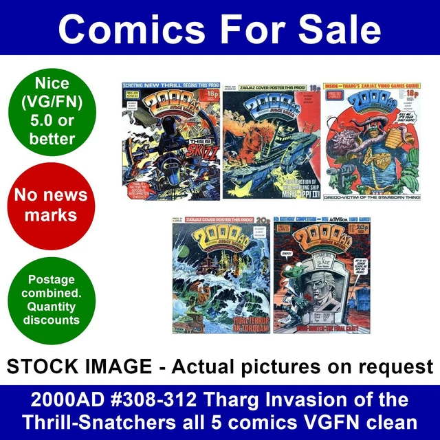 2000AD #308-312 THARG Invasion of the Thrill-Snatchers all 5 comics ...