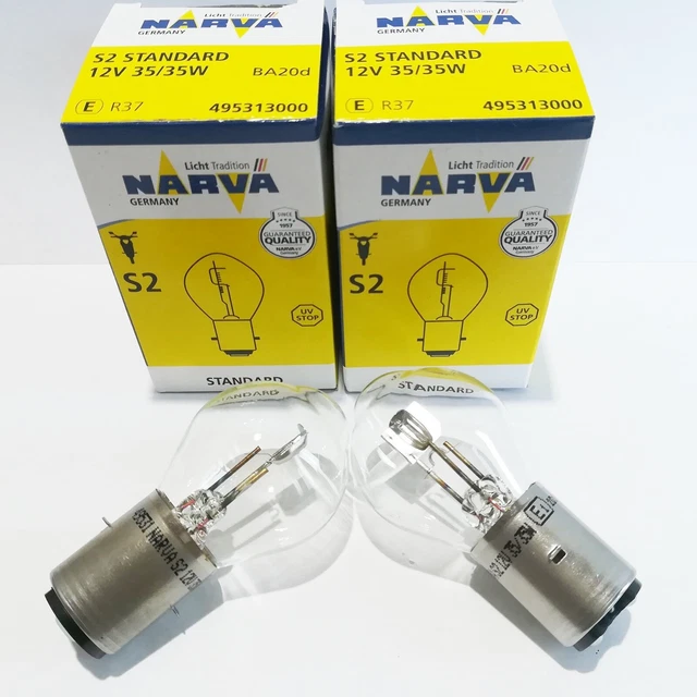 2 STÜCK 12V 35/35W BA20d S2 Narva Birne Lampe Glühlampe Moped Motorrad ...