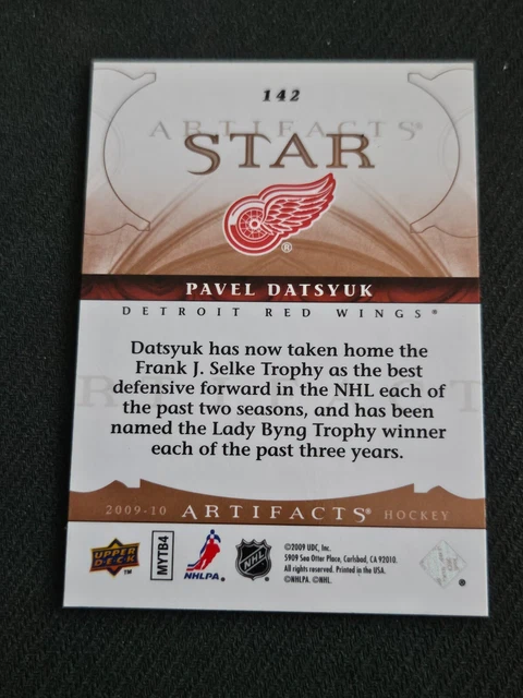 2009-10 UPPER DECK ARTIFACTS PAVEL DATSYUK #142 #ed /999 STAR 2 CARD ...