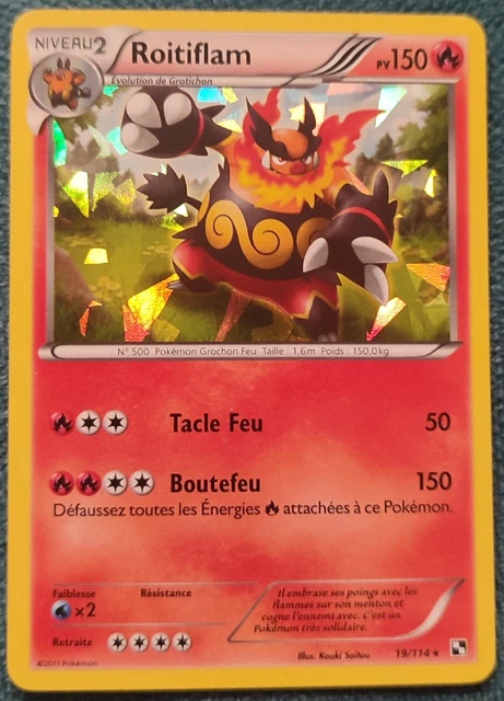 CARTE POKÉMON ROITIFLAM 19/114 Holo Mosaïque Rare Noir & Blanc 2011 FR ...