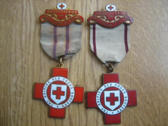 TWO RED CROSS Proficiency Badges/Medals in Nursing and First Aid Named ...