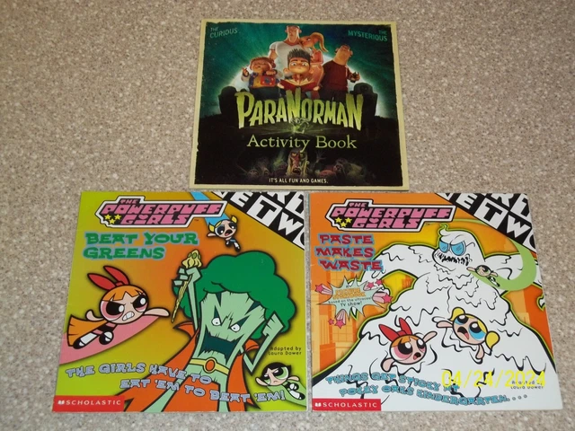 2 &THE POWERPUFF Girls" Scholastic Books Paste Makes Waste & Beat Your ...