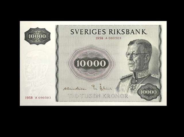 REPRODUCTION RARE SWEDEN Sveriges 10000 Kroner 1958 Banknote Antique £ ...