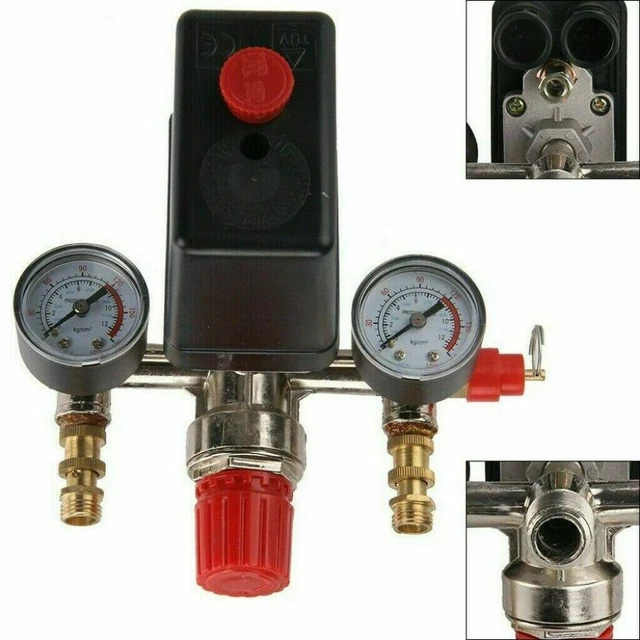 AIR COMPRESSOR PRESSURE Switch Control Valve Manifold Regulator Gauges ...