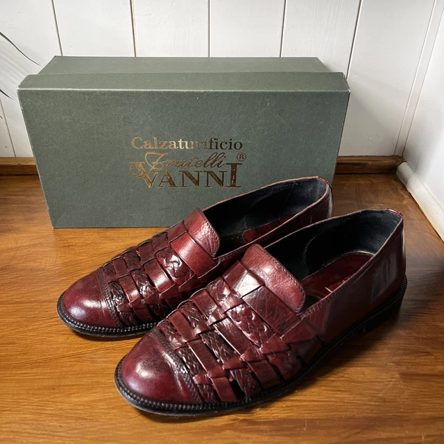 MENS FRATELLI VANNI Leather Made In Italy Vintage Loafer Shoes Brown Uk ...