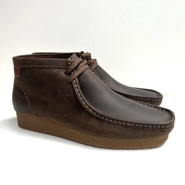 CLARKS SHACRE BEESWAX Brown Leather Ankle Boots Extreme Comfort Smart ...