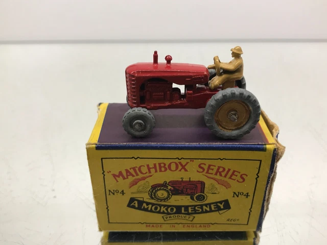 MOKO LESNEY MATCHBOX 4 MASSEY HARRIS TRACTOR - GMW -RED 3inch- GOOD IN ...