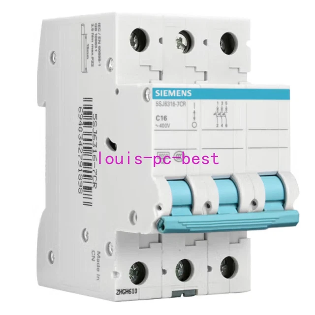 SIEMENS MINIATURE CIRCUIT Breaker MCB Type C 5SJ6316-7CR 3P 16A EUR 59,50 - PicClick FR