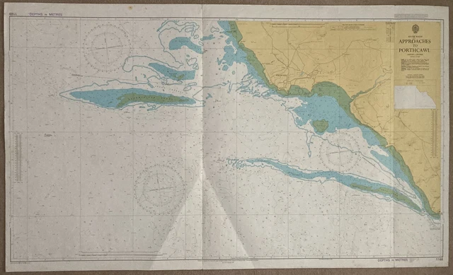 LARGE VINTAGE ADMIRALTY Map / Sea Chart Wales UK Approaches to ...
